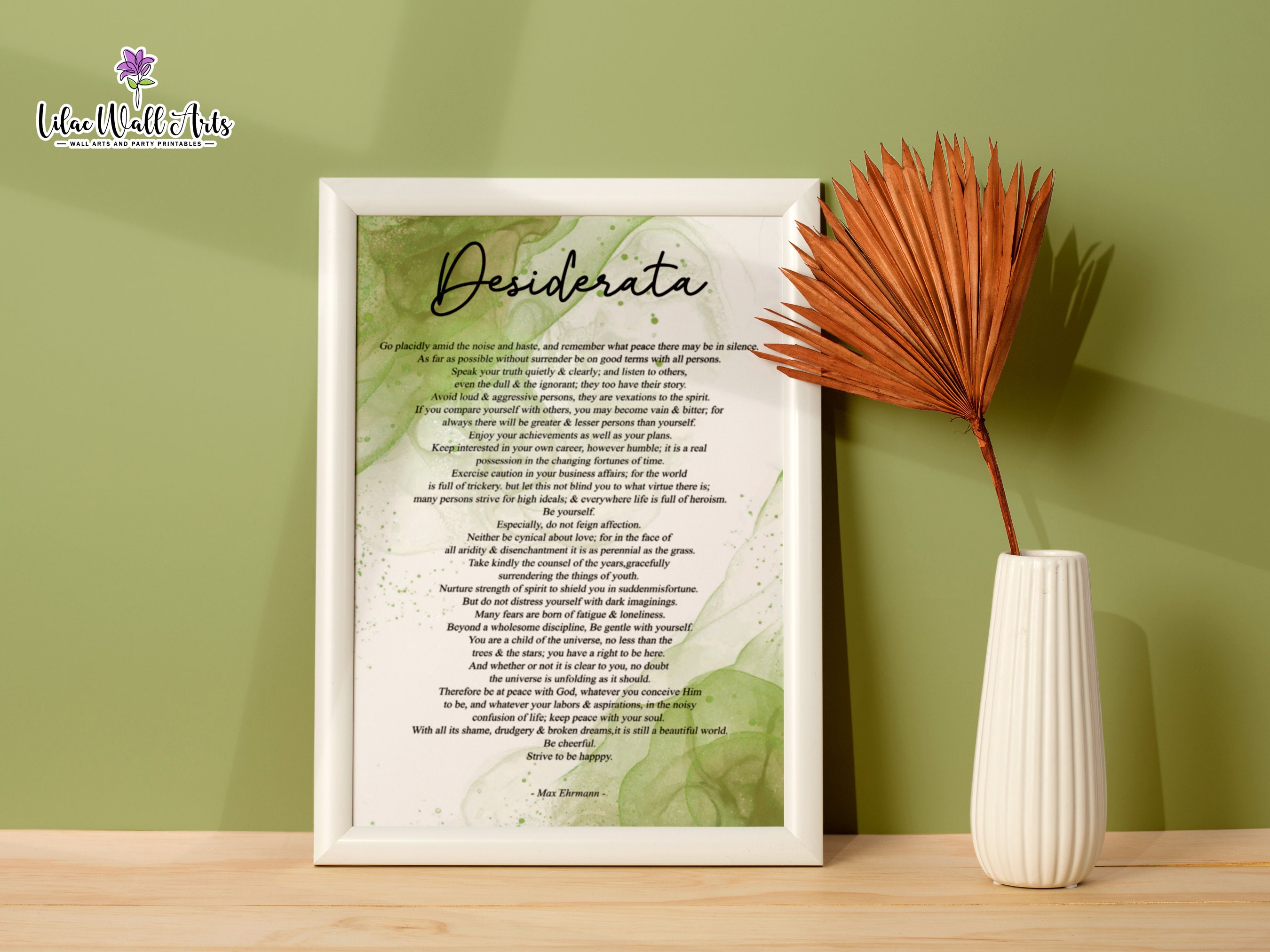 Sage Green Desiderata Poem by Max Ethramann Poem Print - Etsy Canada