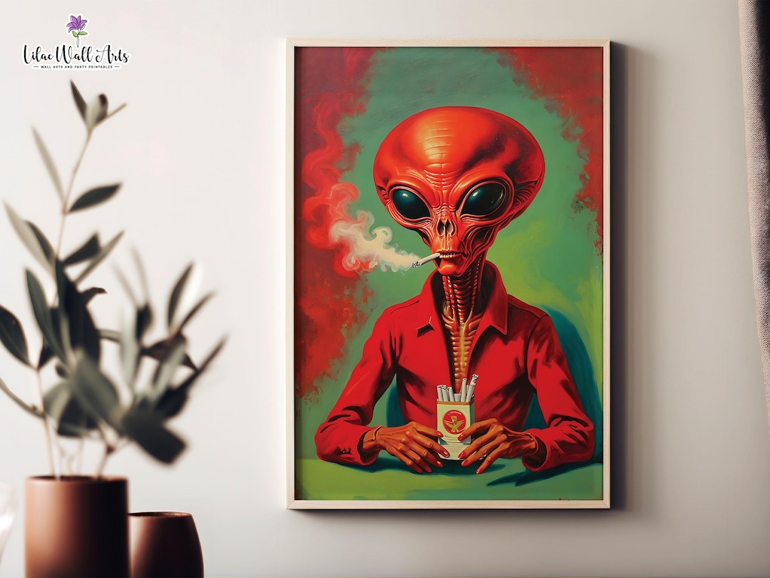 Alien Poster, Marlboro Cigarette Poster, Alien Wall Art, Alien UFO ...