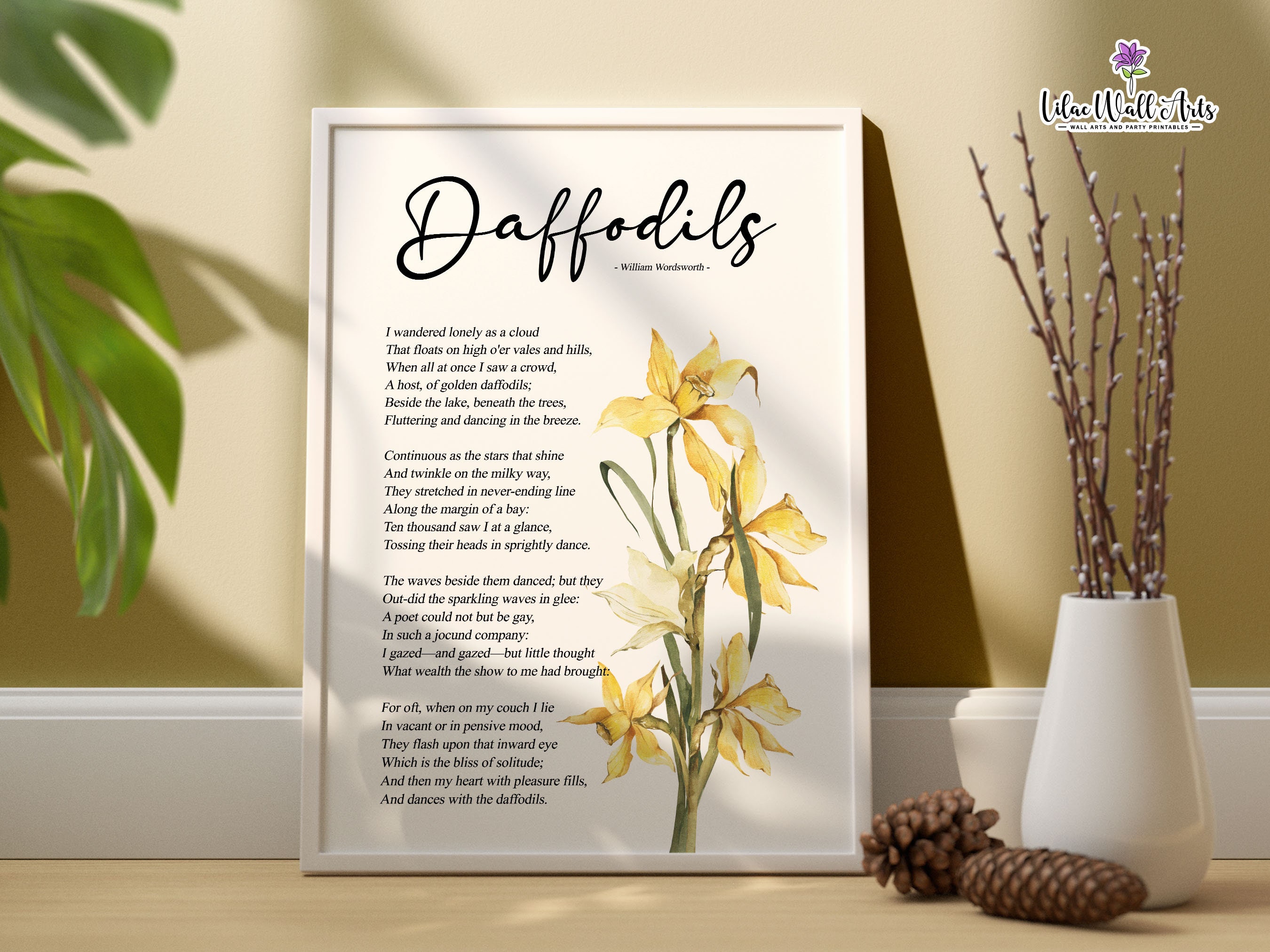 Daffodils Poem Poster Daffodil Print William Wordsworth - Etsy