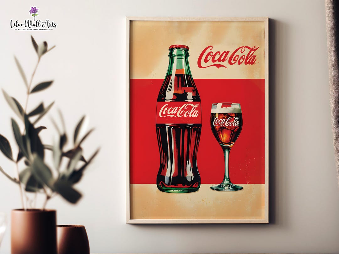 Retro Coke Wall Art Coca Cola Vintage, Red Poster, Coca Cola Ad ...