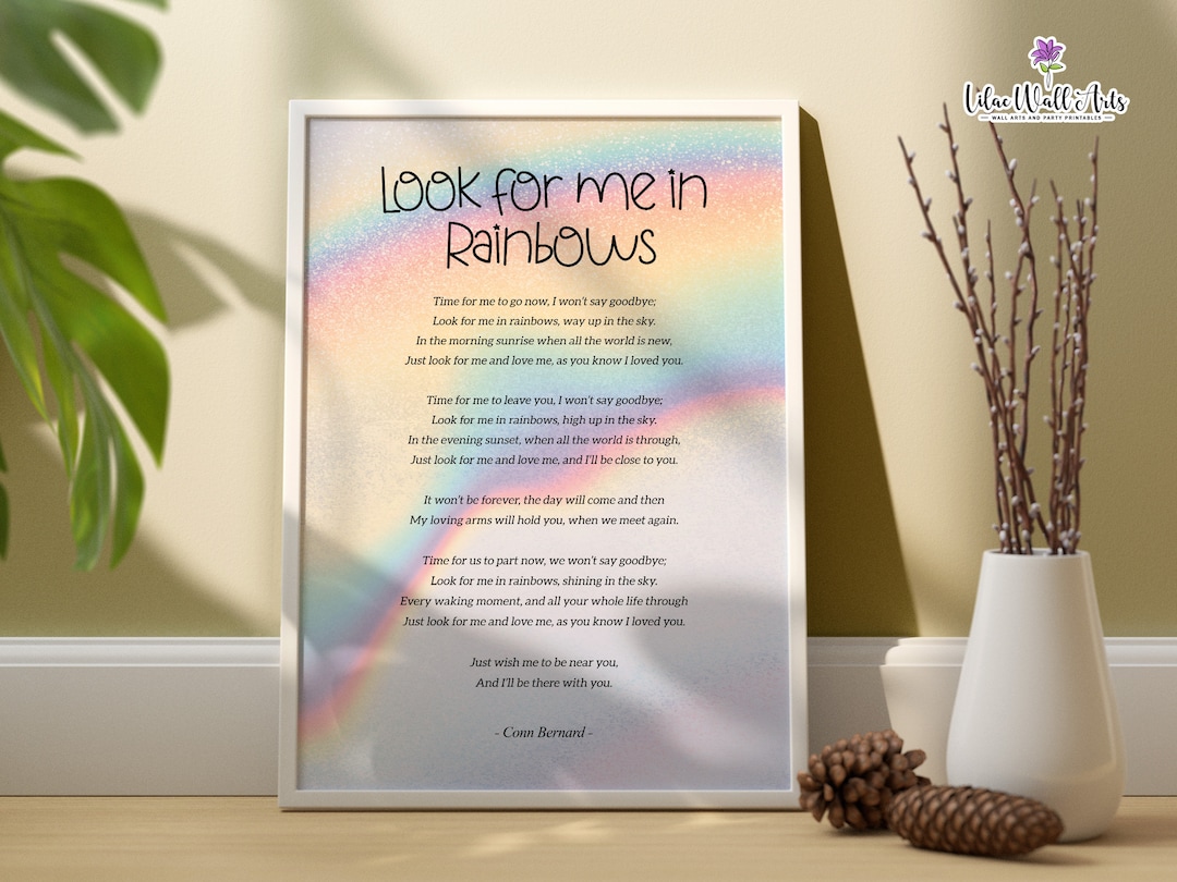 Look for Me in Rainbows, Memorial Gift, Miscarriage Gift Mom, Miscarry ...