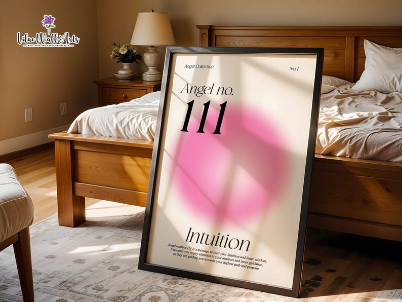 Angel Number 111 Print: Intuition Aura Wall Art, Numerology Art ...