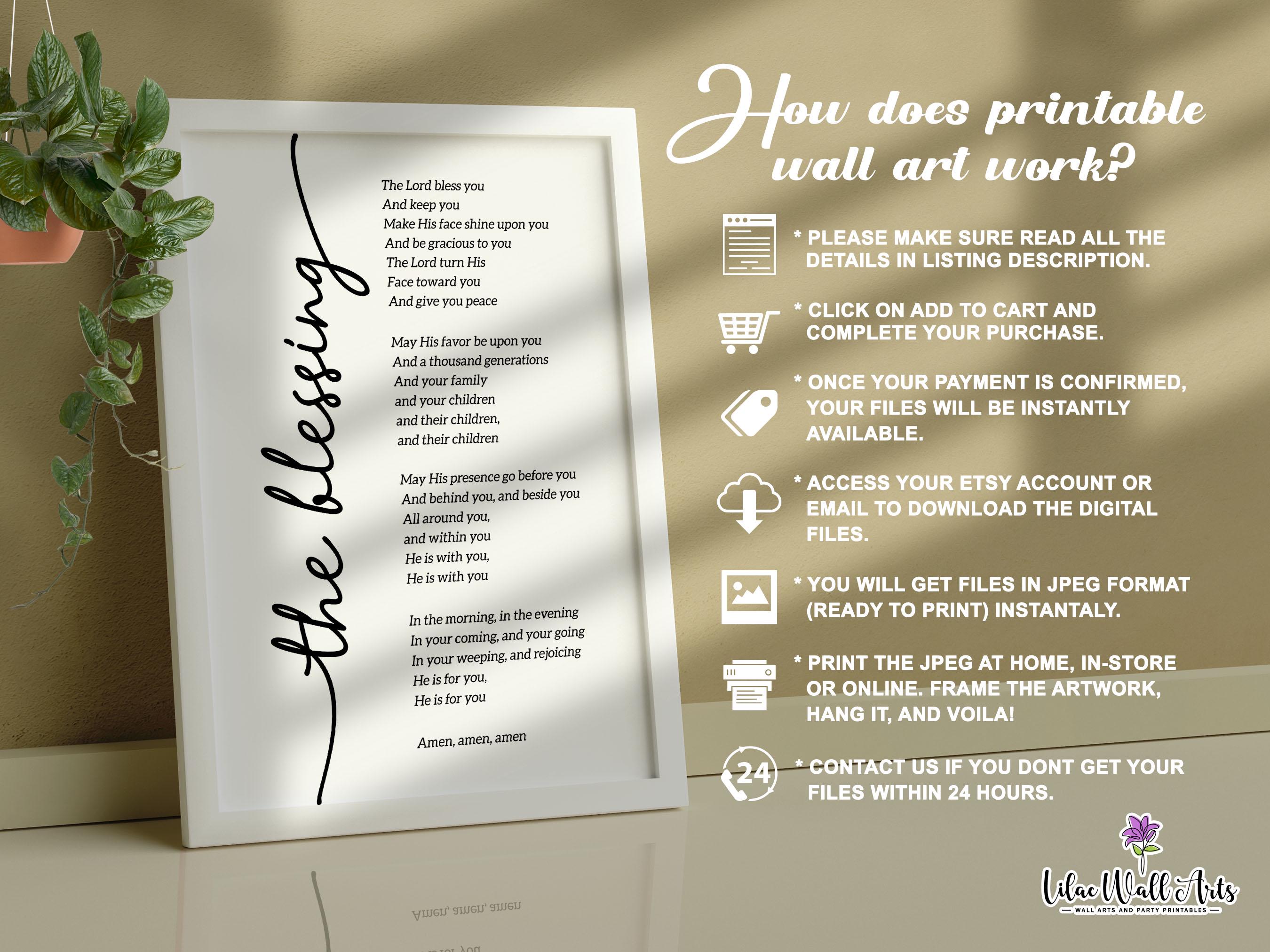 The Blessing Song Lyrics Wall Art: Minimalist Christian Home Decor ...