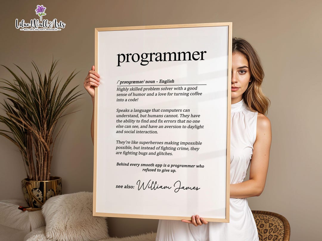 Programmer Definition Print: Software Engineer Gifts, Programmer Wall ...