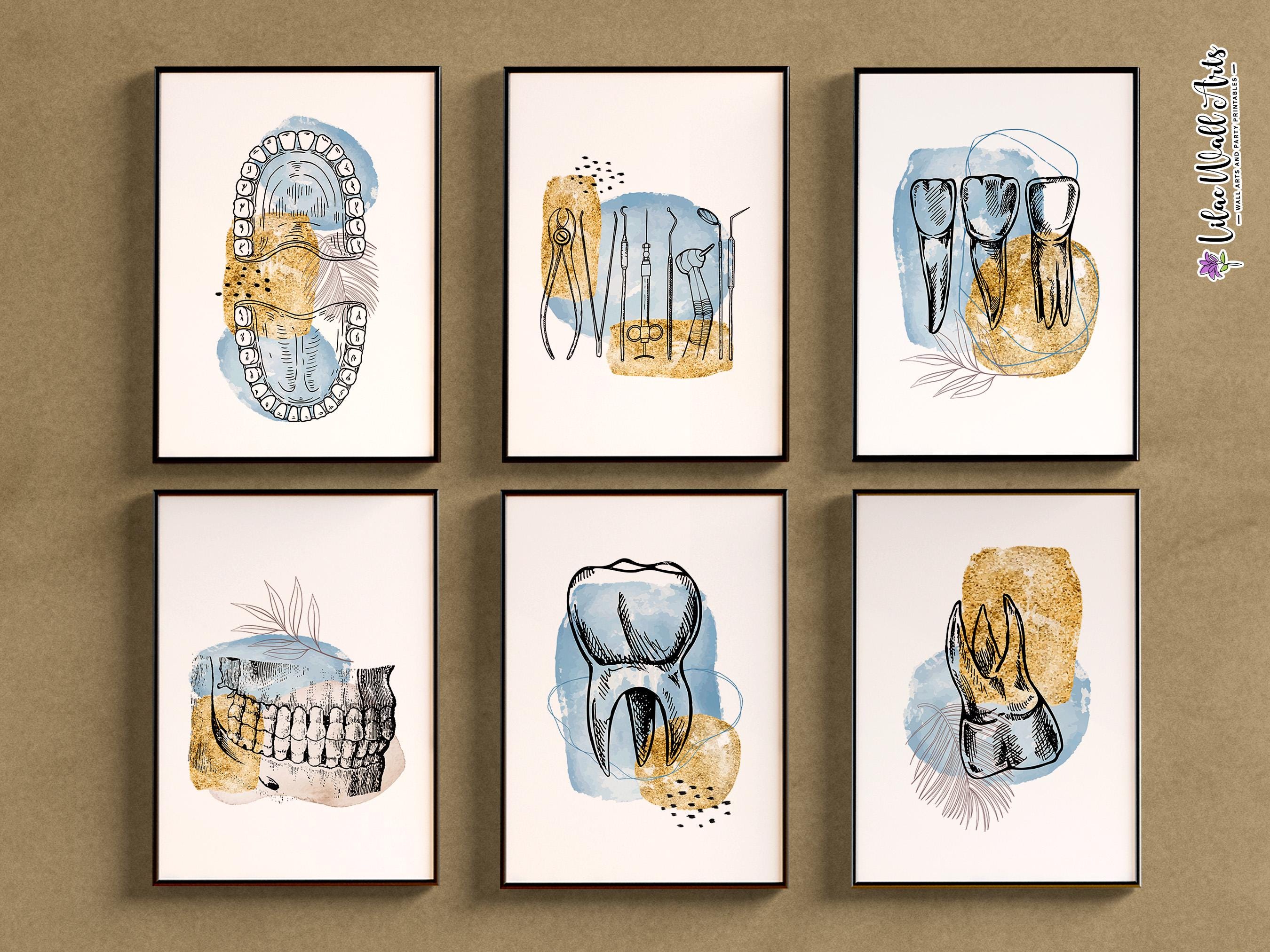 Dental Posters: Set of 6 Dental Anatomy Art Prints, Dentist Office ...