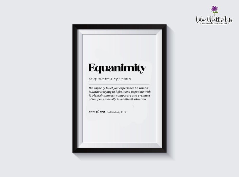 Equanimity Definition Print Dictionary Art Dictionary Wall - Etsy