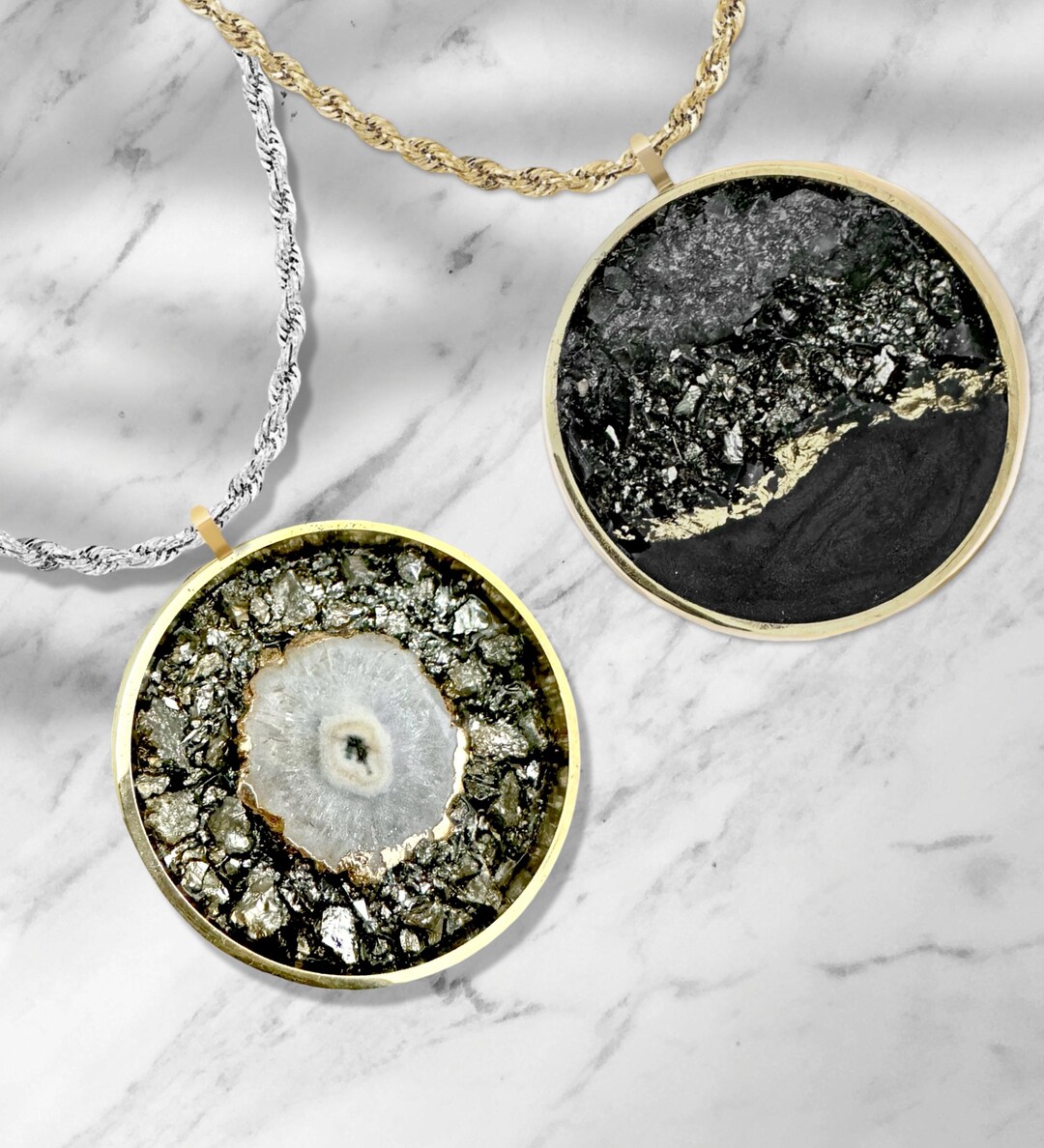 Powerful Solar Quartz Crystal Orgonite Necklace: 5G EMF Protection Gold ...