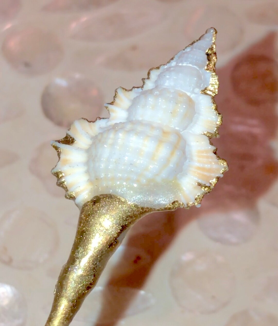 1 Sea Shell Hair Stick Authentic Sea Shell 14k Gold Plated Hair Stick ...
