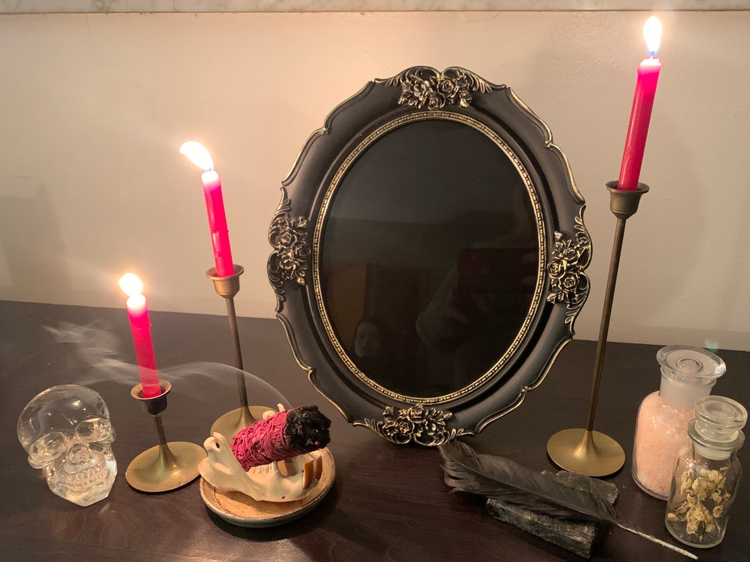 8x10 Floral Victorian Black Scrying Mirror - Etsy