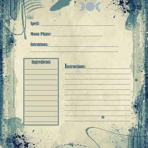 Blue Moon Design Grimoire Pages Digital Download, Book of Shadows ...