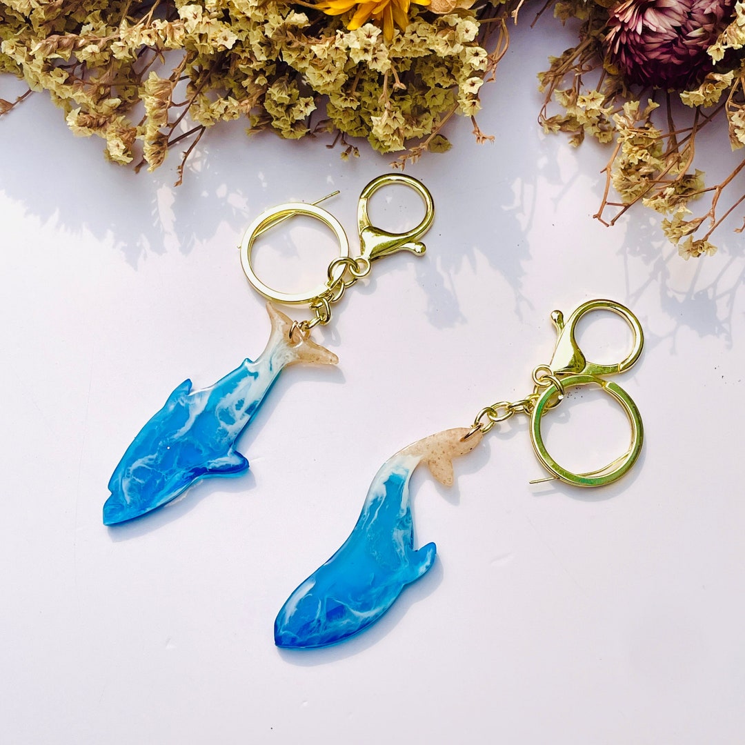 Sea Animals Keychains, Ocean Wave Keyring, Resin Key Chain, Gift for ...