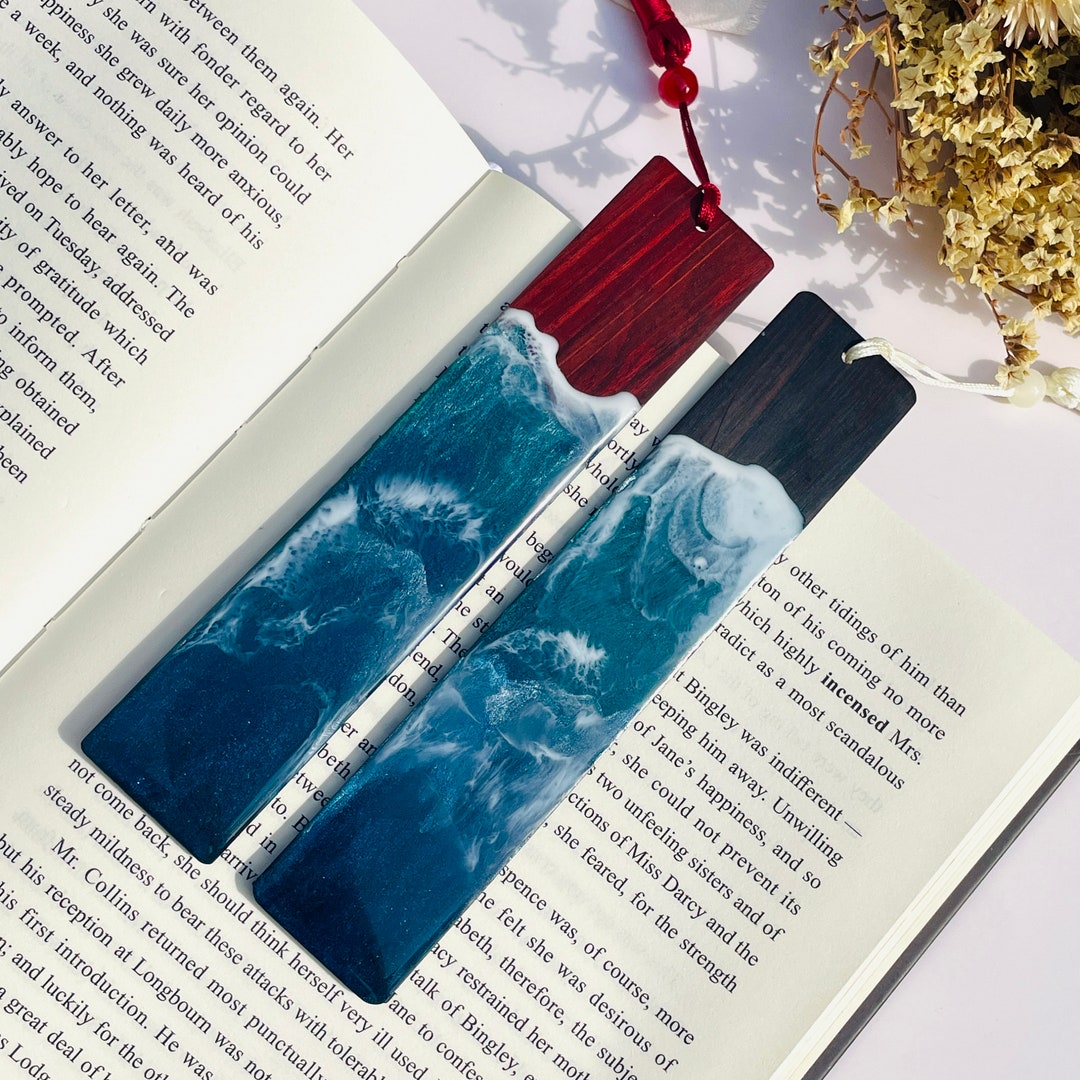 Ocean Wave Resin Bookmark: Handmade Wood Book Accessory - Etsy