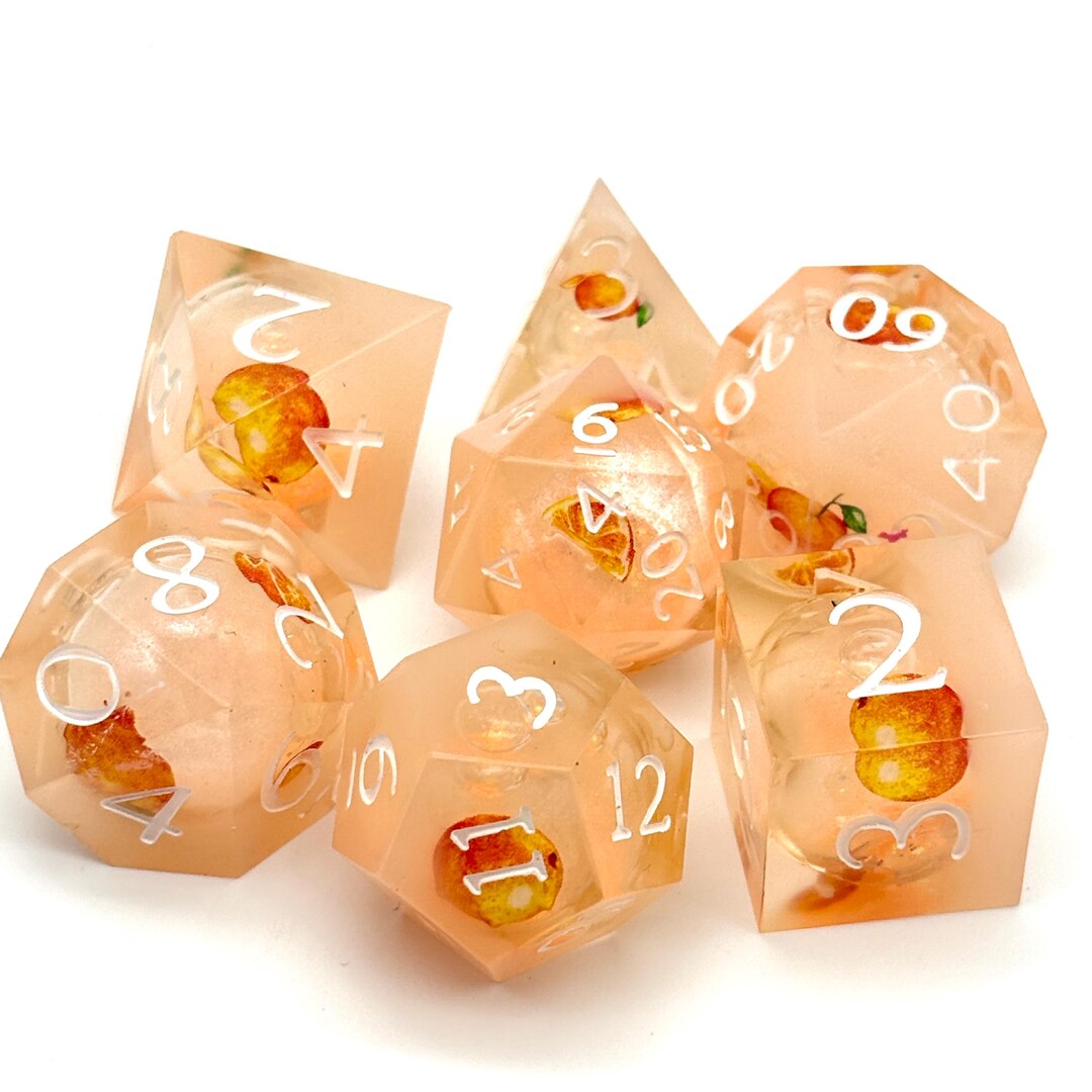 Orange Liquid Core DND Dice Set: Handmade Resin Dice - Etsy