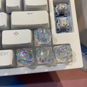 Holographic Resin Cat Paw Keycap: Handmade Keyboard Accessory (4 Pcs ...