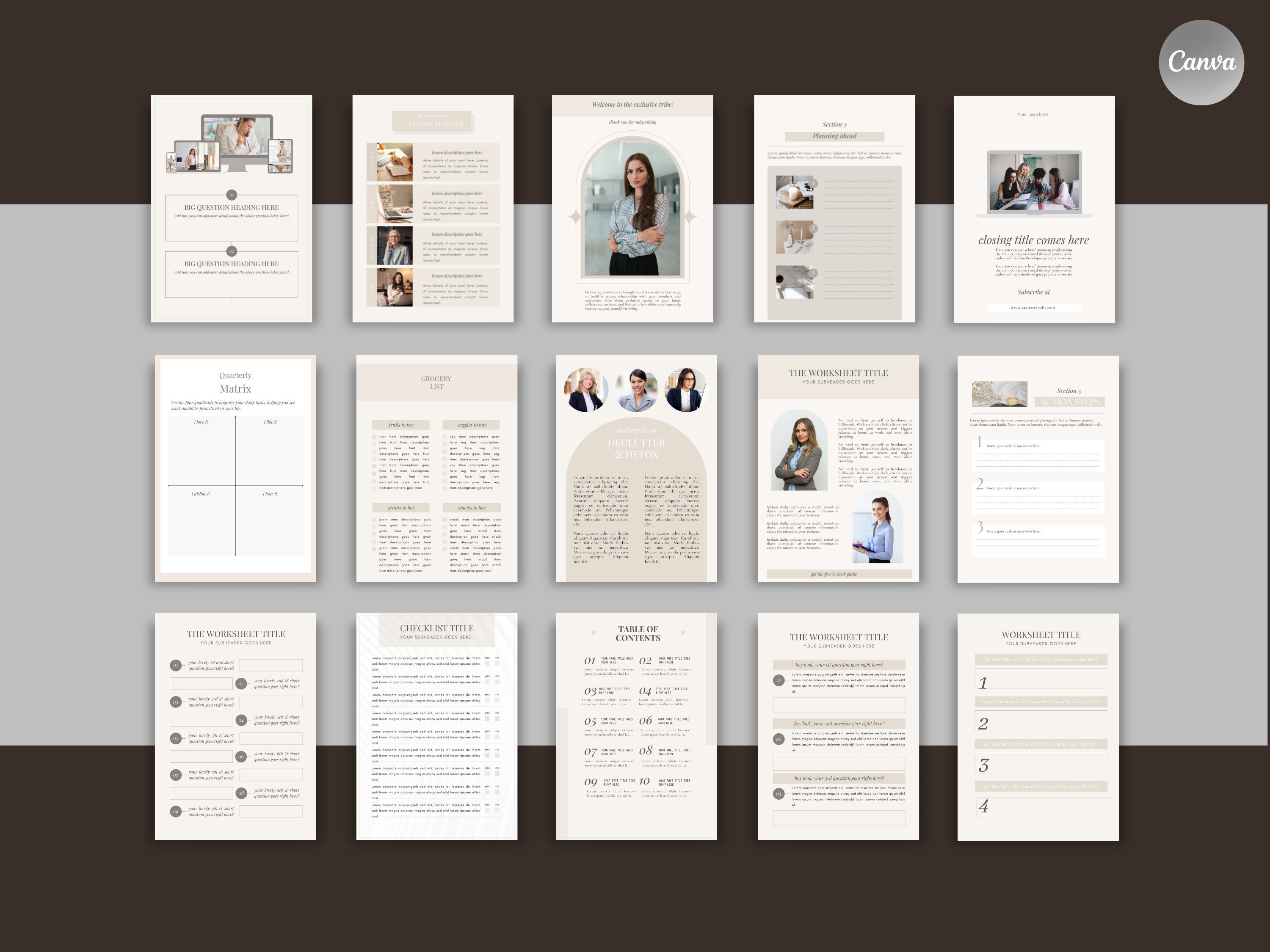 Course Creator Ebook Workbook Template Canva Editable. Ideal for ...