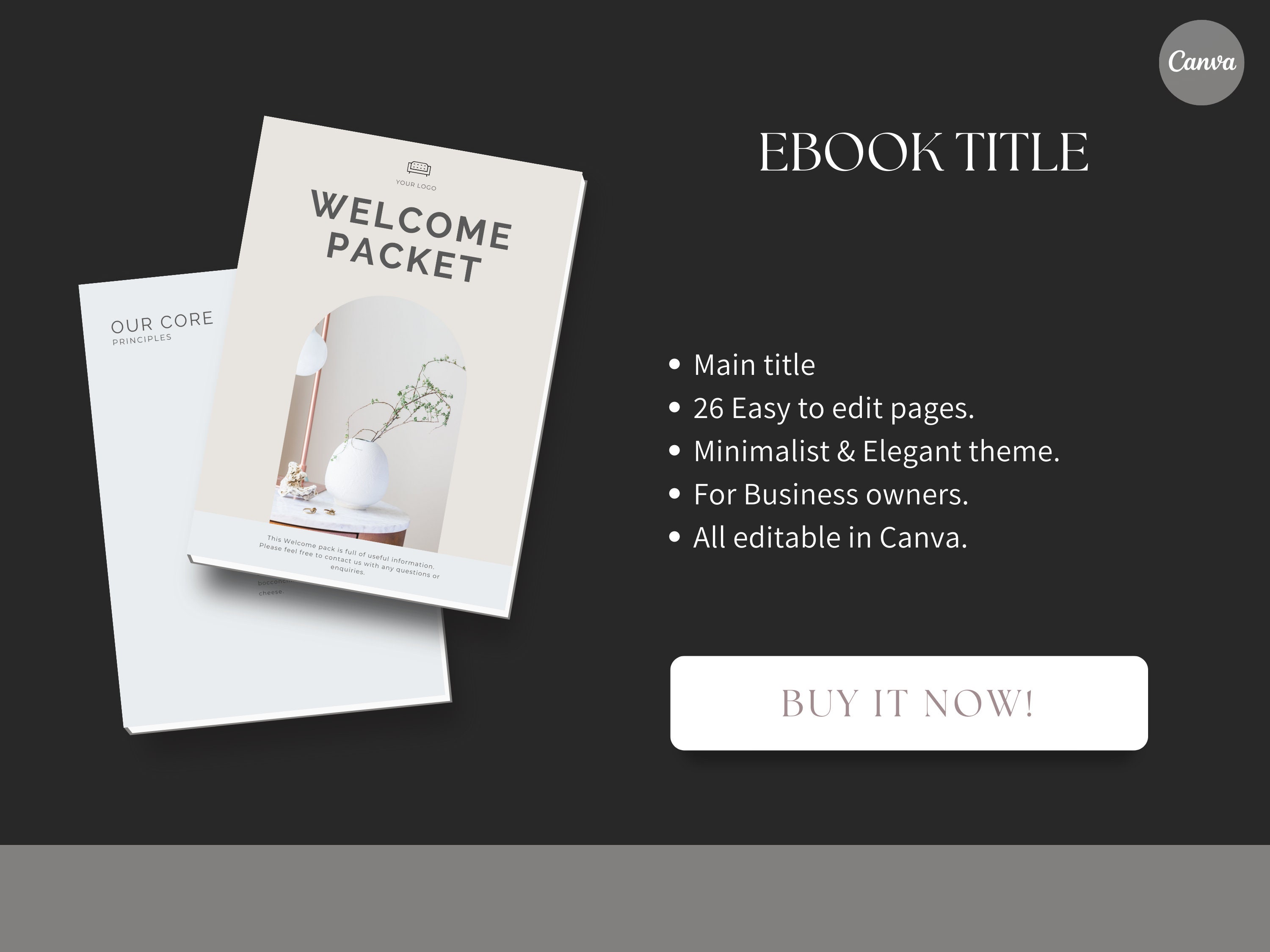 Interior Design Welcome Guide, Client Package E Book, Real Estate Canva ...