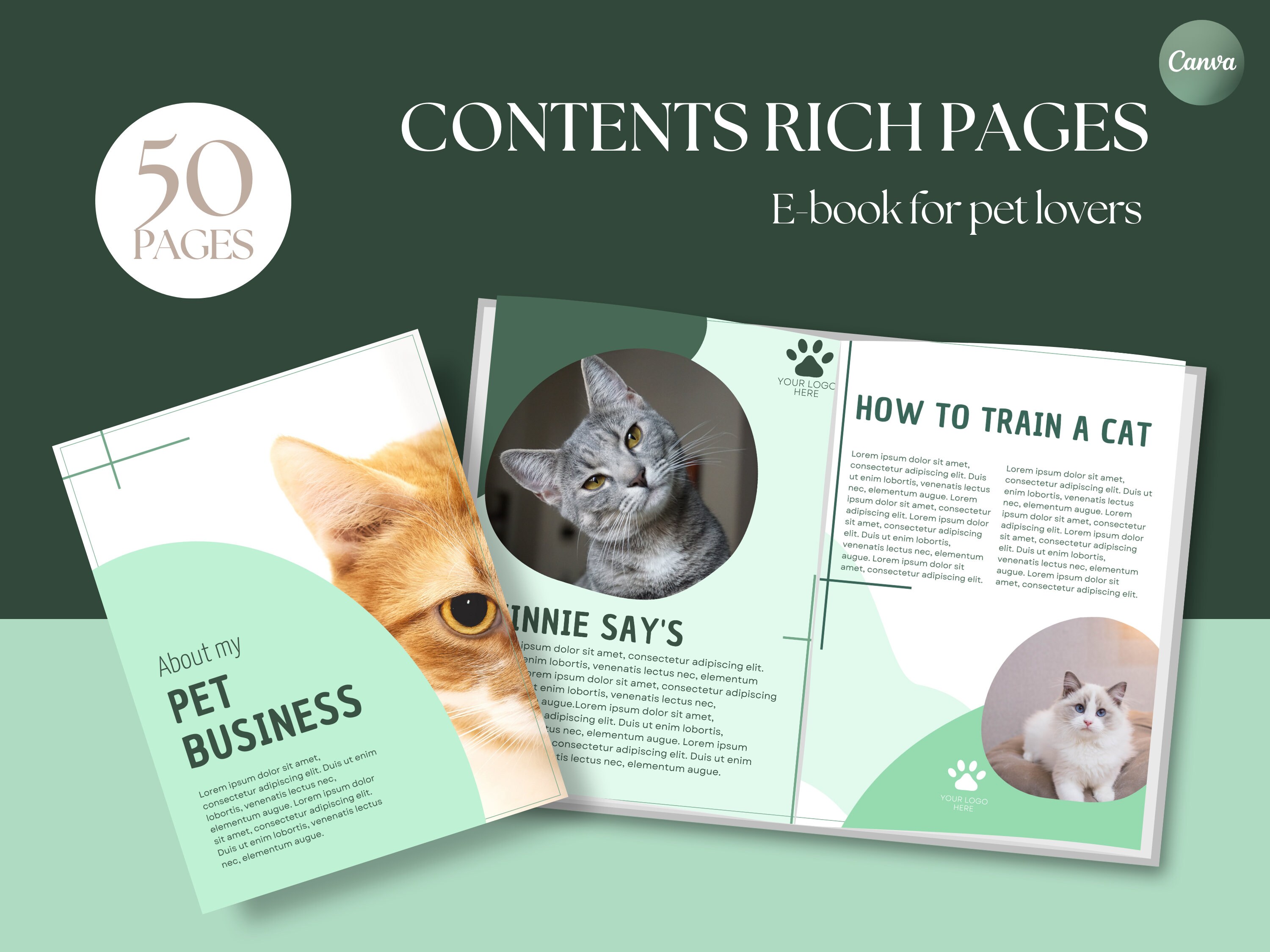 Canva E Book Template for Pet Lovers / Pet Magazine/ Cat Lovers and ...