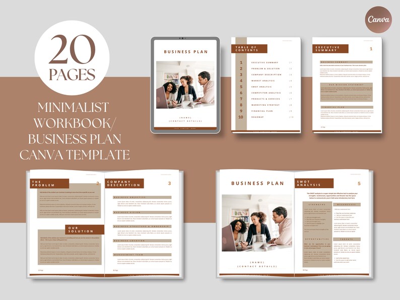 Business Plan Canva Template, Workbook Template, Business Proposal ...