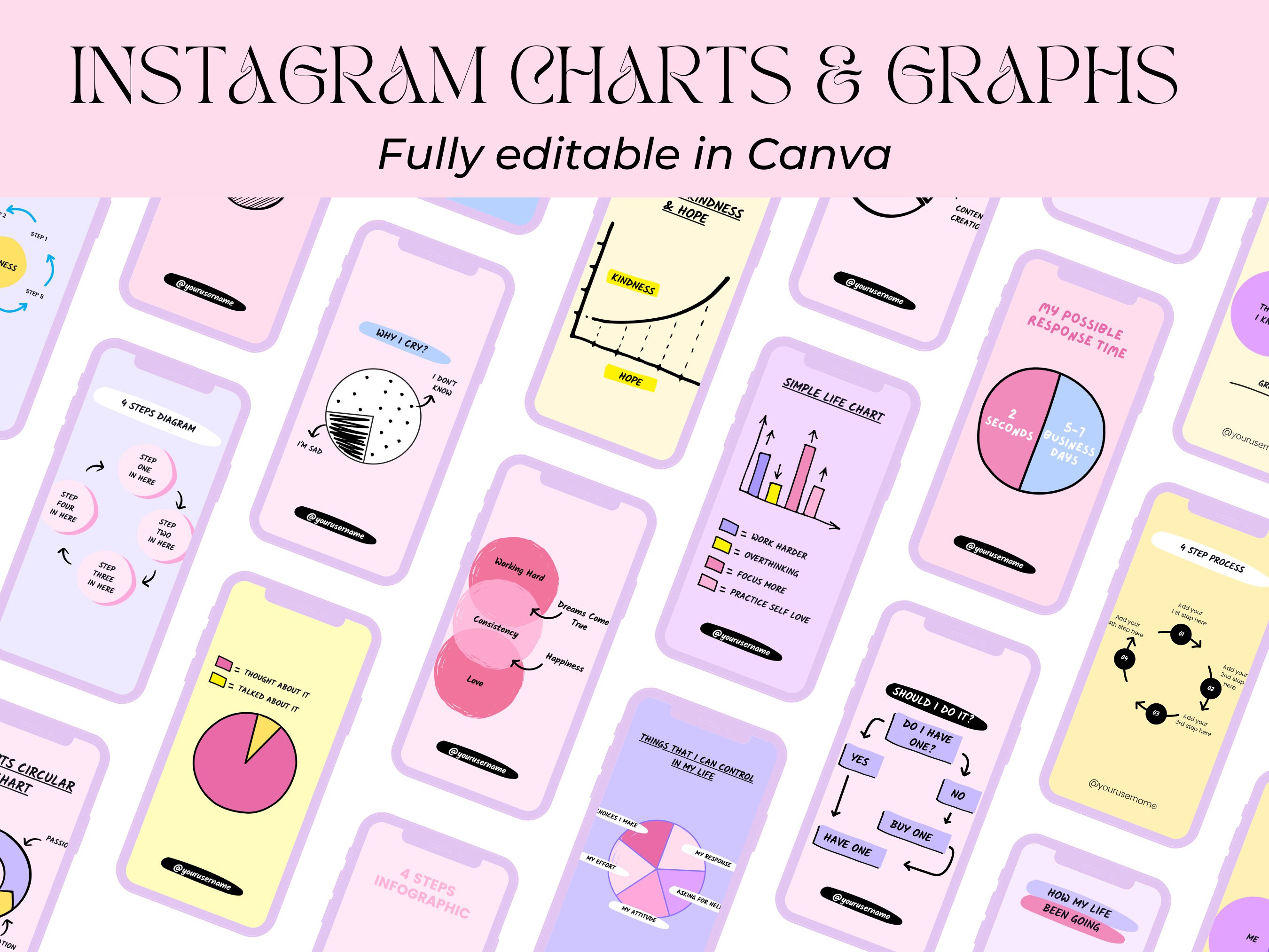 Charts and Graphs Social Kit, Instagram Story Templates. Canva Template ...