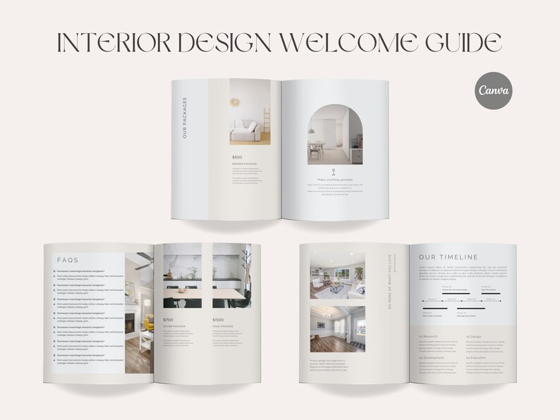 Interior Design Welcome Guide, Client Package E Book, Real Estate Canva ...