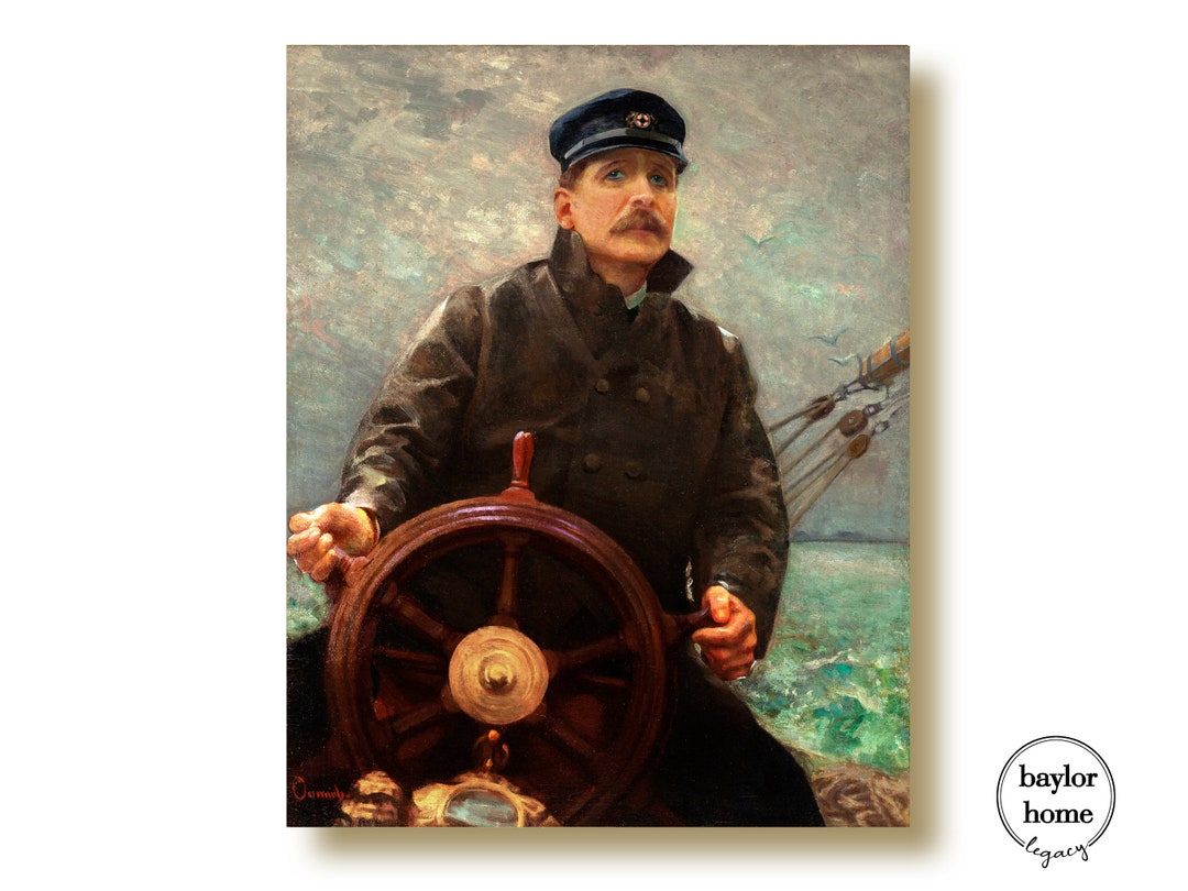 Unframed Nautical Sea Captain Oil Painting Canvas Print, Vintage ...
