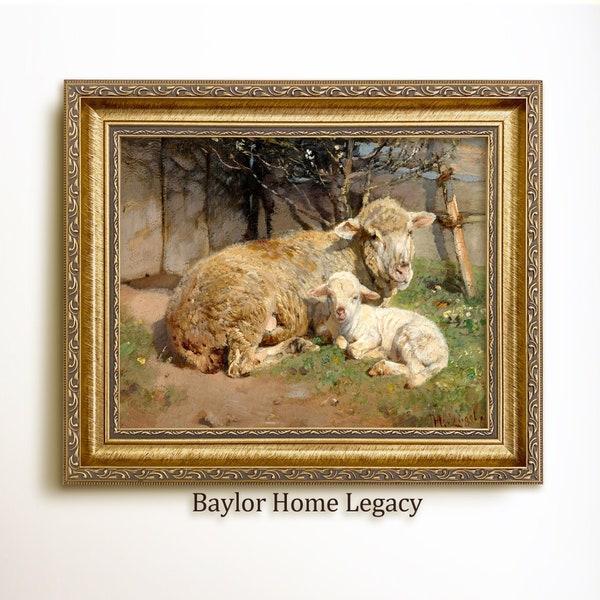 Antique Lamb Oil Painting - Etsy