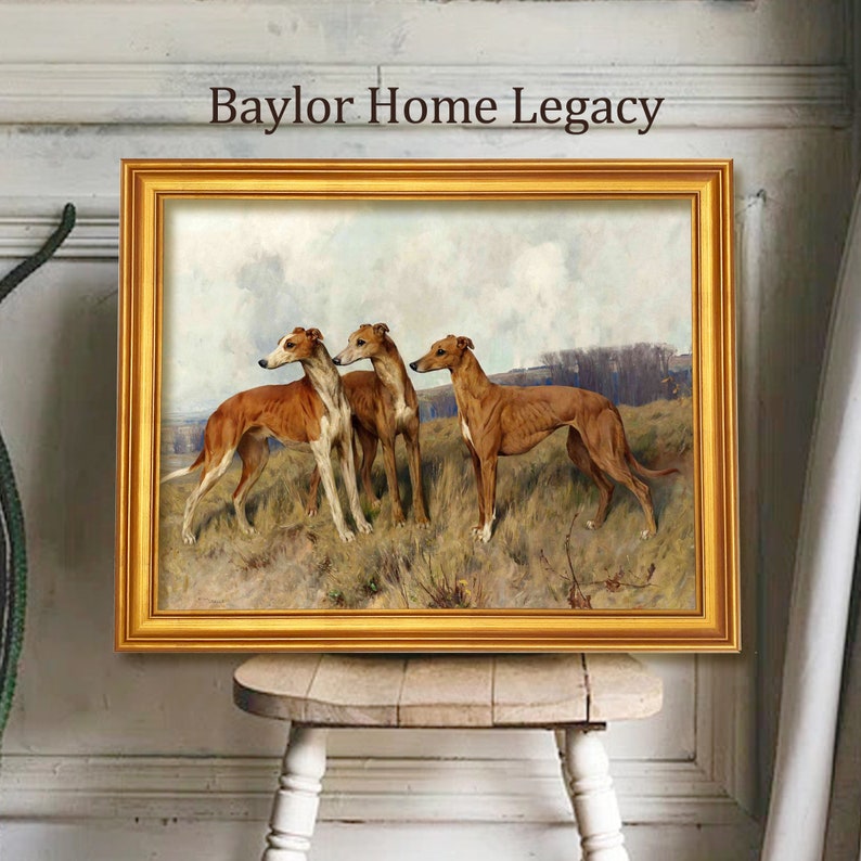 Framed Greyhound Oil Painting Print on Canvas, Canvas Art Print of ...