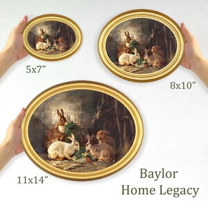 Framed Oval Rabbit Canvas Art Print of Antique Oil Painting; Rabbit and ...
