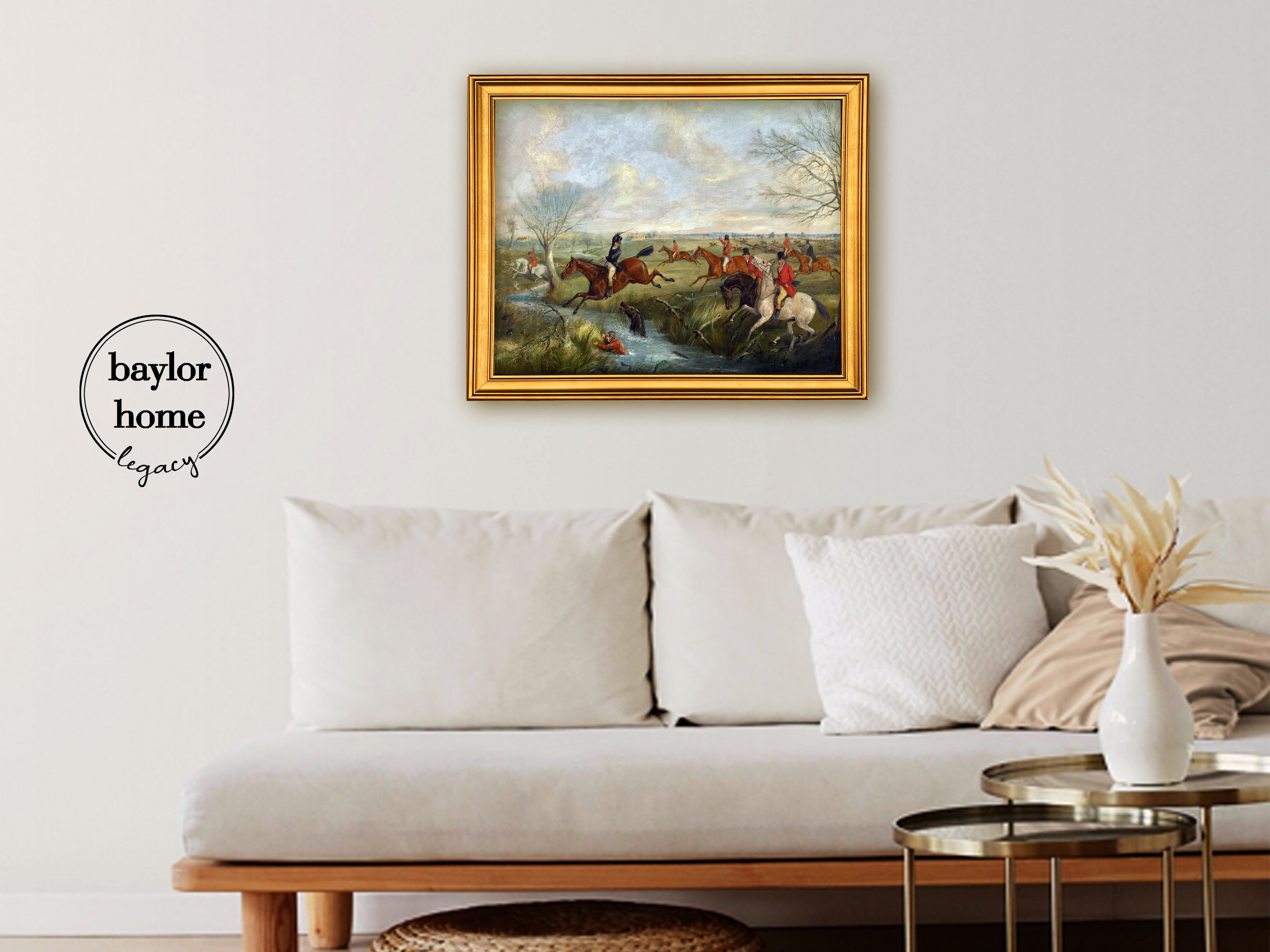 Framed Fox Hunting Scene Oil Painting Print on Canvas - Etsy