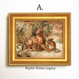 Framed Rabbit Oil Painting Print on Canvas, Framed Rabbit Canvas Art ...