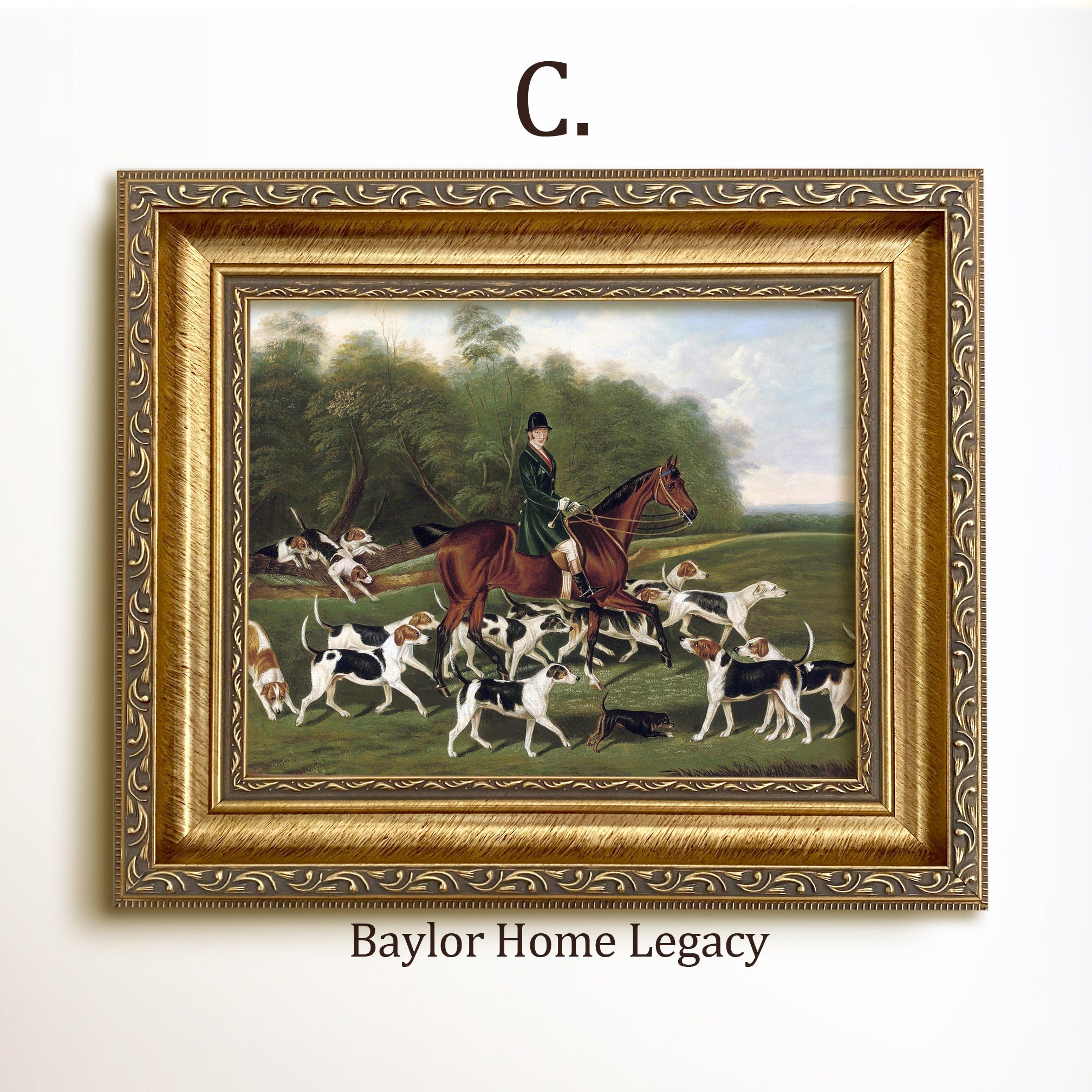 Framed Fox Hunting Scene, Foxhunting Painting Print on Canvas, Fox ...