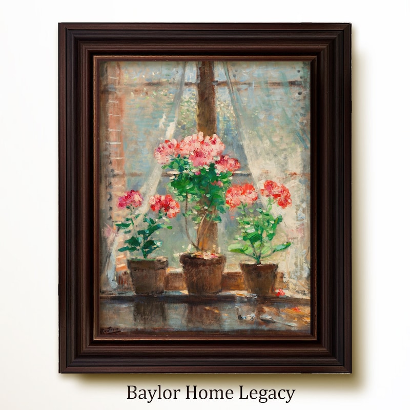 Framed Geranium Painting - Etsy