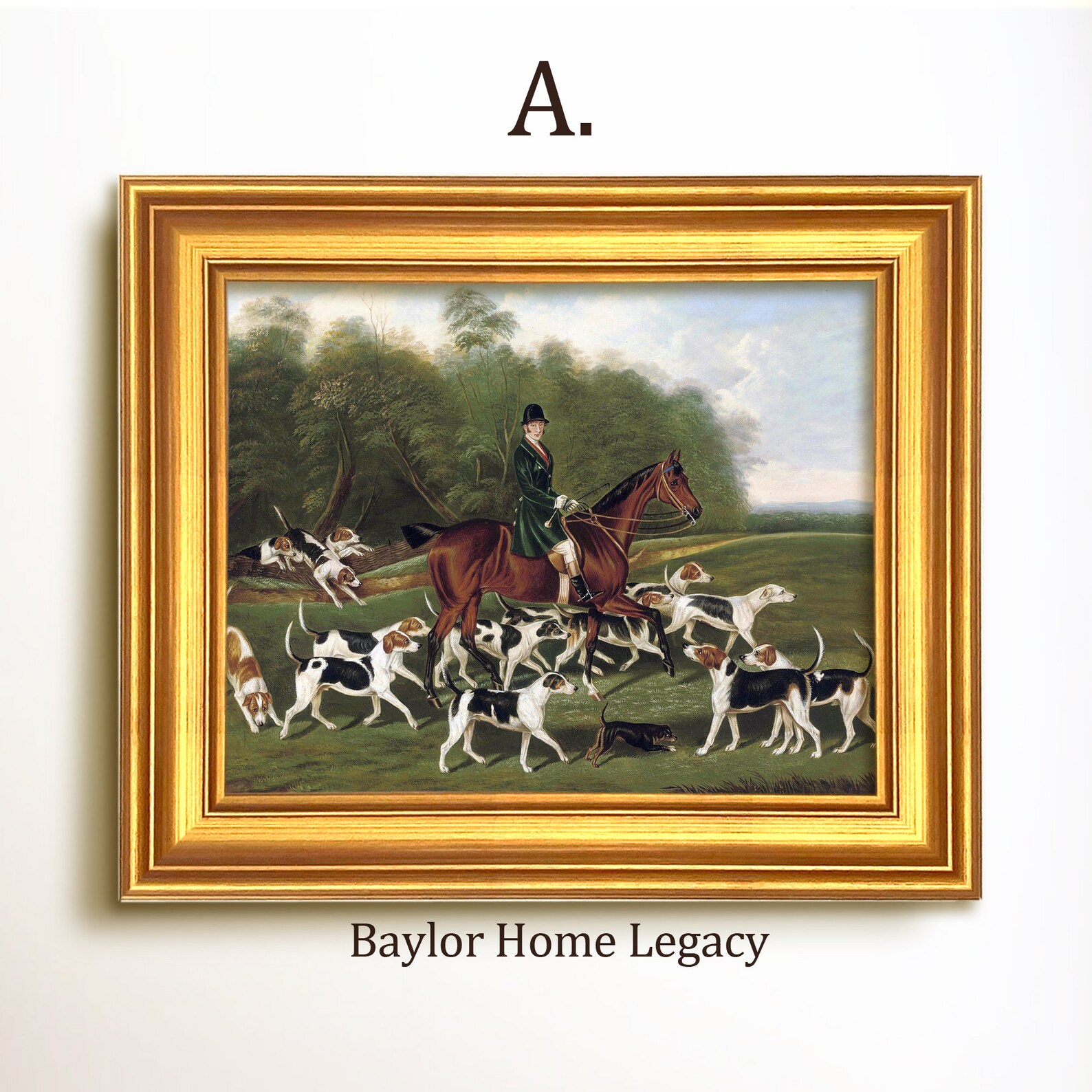 Framed Fox Hunting Scene, Foxhunting Painting Print on Canvas, Fox ...