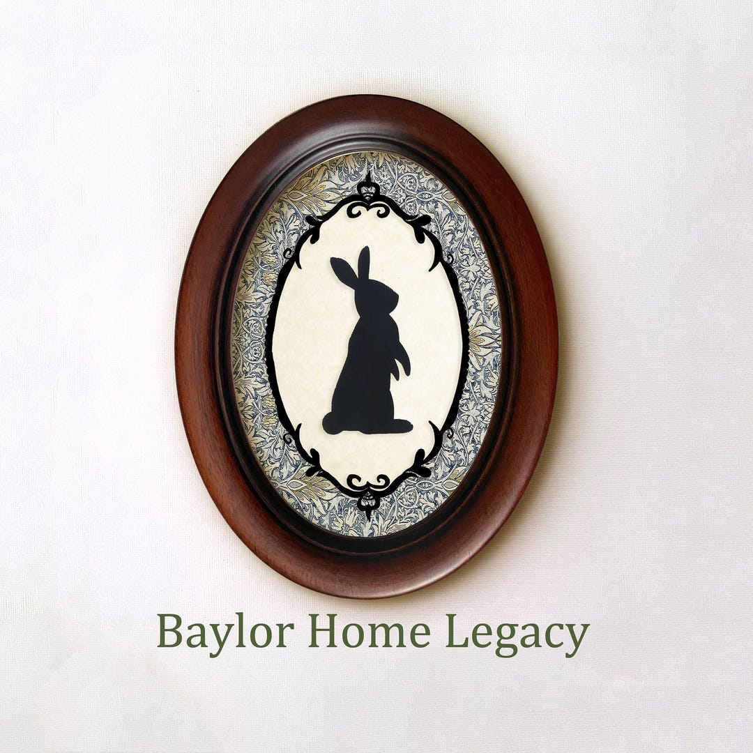 Framed Rabbit Silhouette Print in Oval Frame; Bunny Framed Silhouette ...