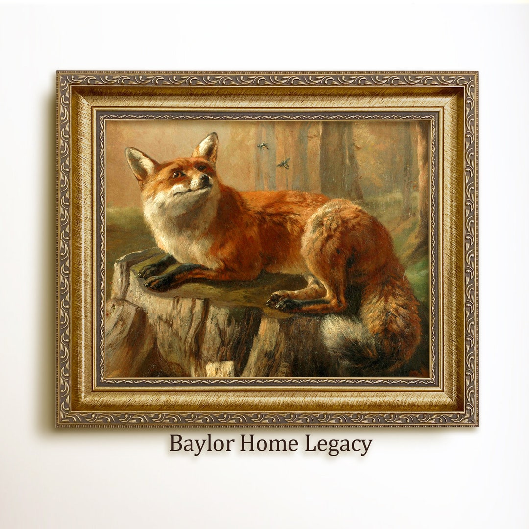 Framed Red Fox Painting, Red Fox Oil Painting Print on Canvas, Red Fox ...