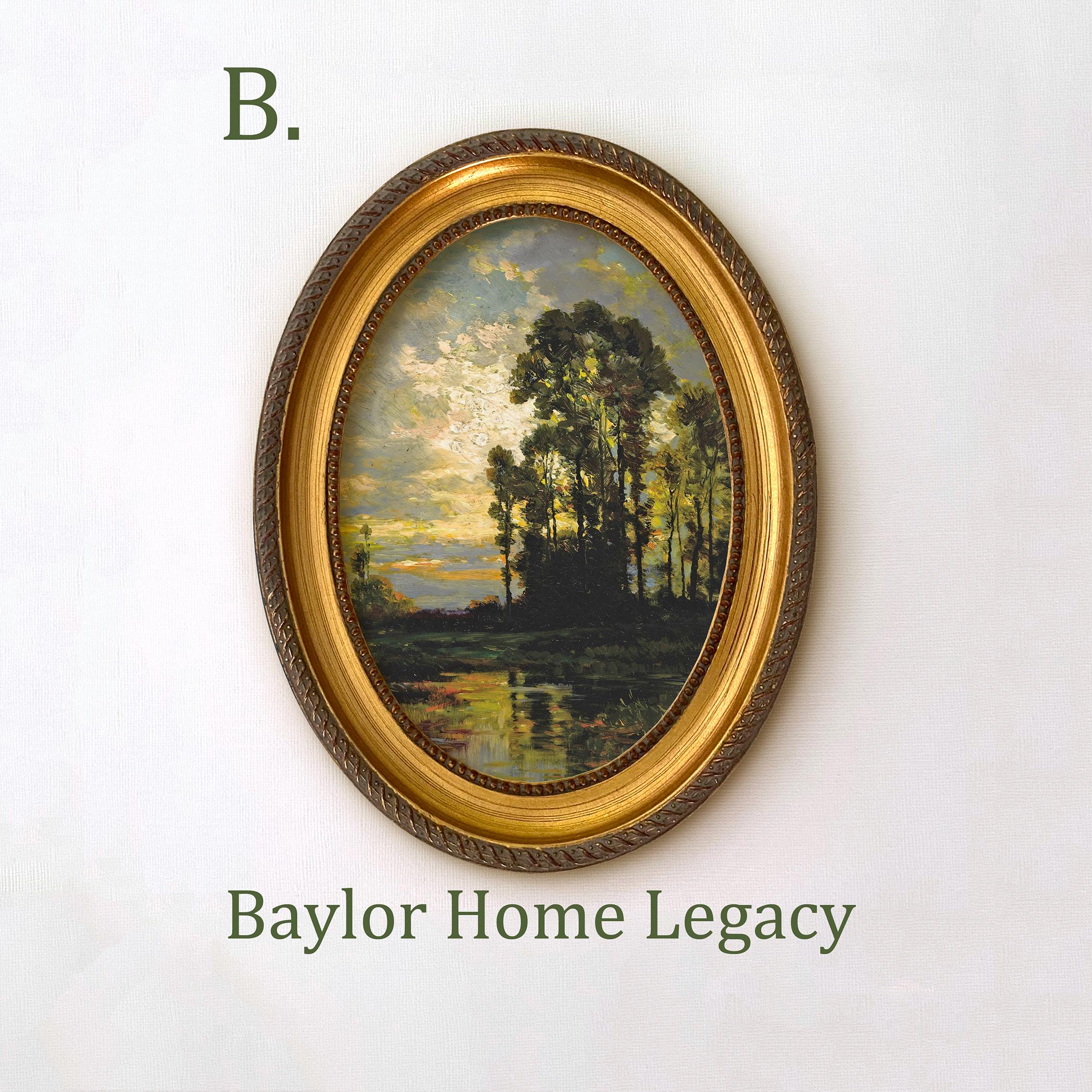 Framed Oval Sunset Canvas Art Print of Antique Oil Painting, Sunrise ...