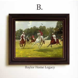 Framed Polo Scene Oil Painting Print on Canvas, Vintage Polo Players ...