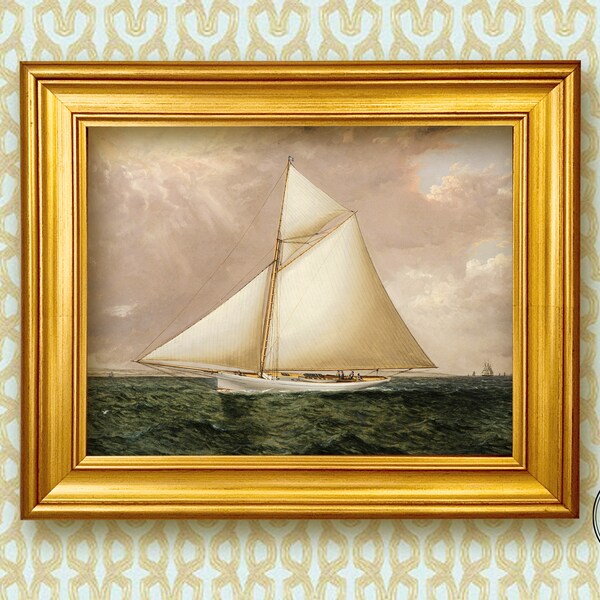 Antique Sailboat Painting Framed - Etsy