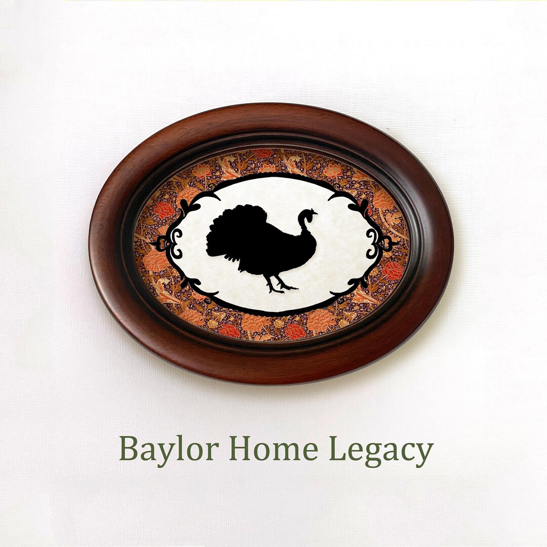 Framed Turkey Print in Oval Frame; 3th in the Series of Fall Oval Wood ...