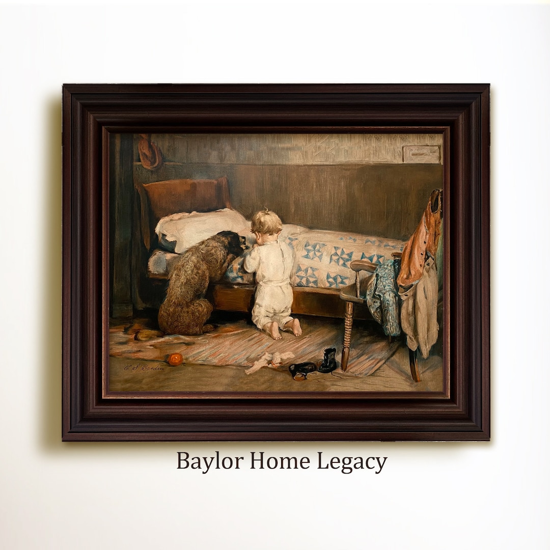 Framed Boy Praying Oil Painting Canvas Print, Framed Vintage Young ...