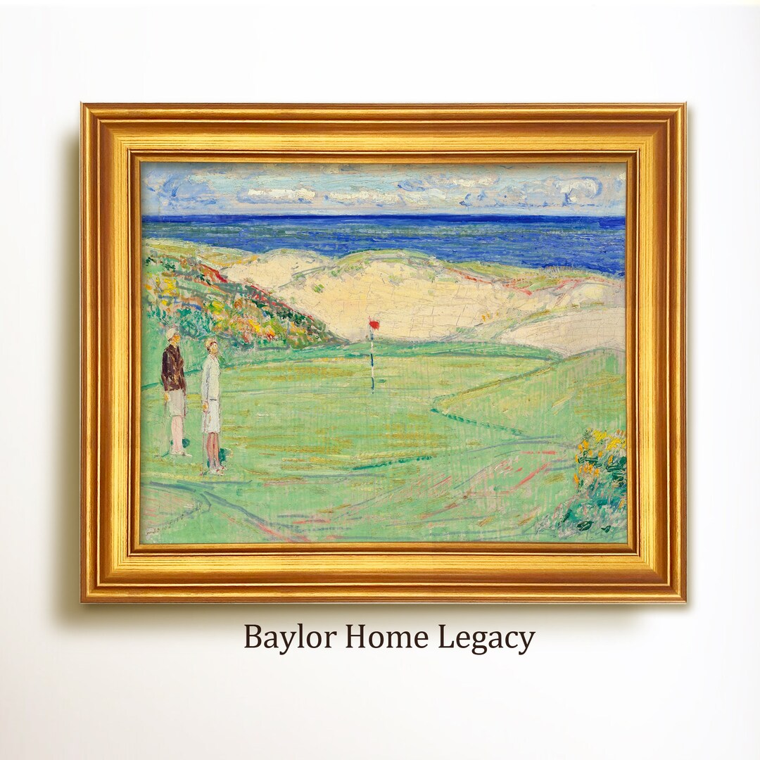 Framed Golf Oil Painting Print on Canvas, Vintage Golf Wall Art, Women ...