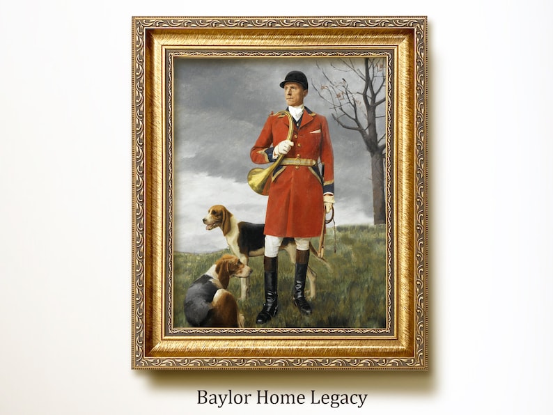Framed Foxhunter Oil Painting Canvas Print, Classic Equestrian Fox ...