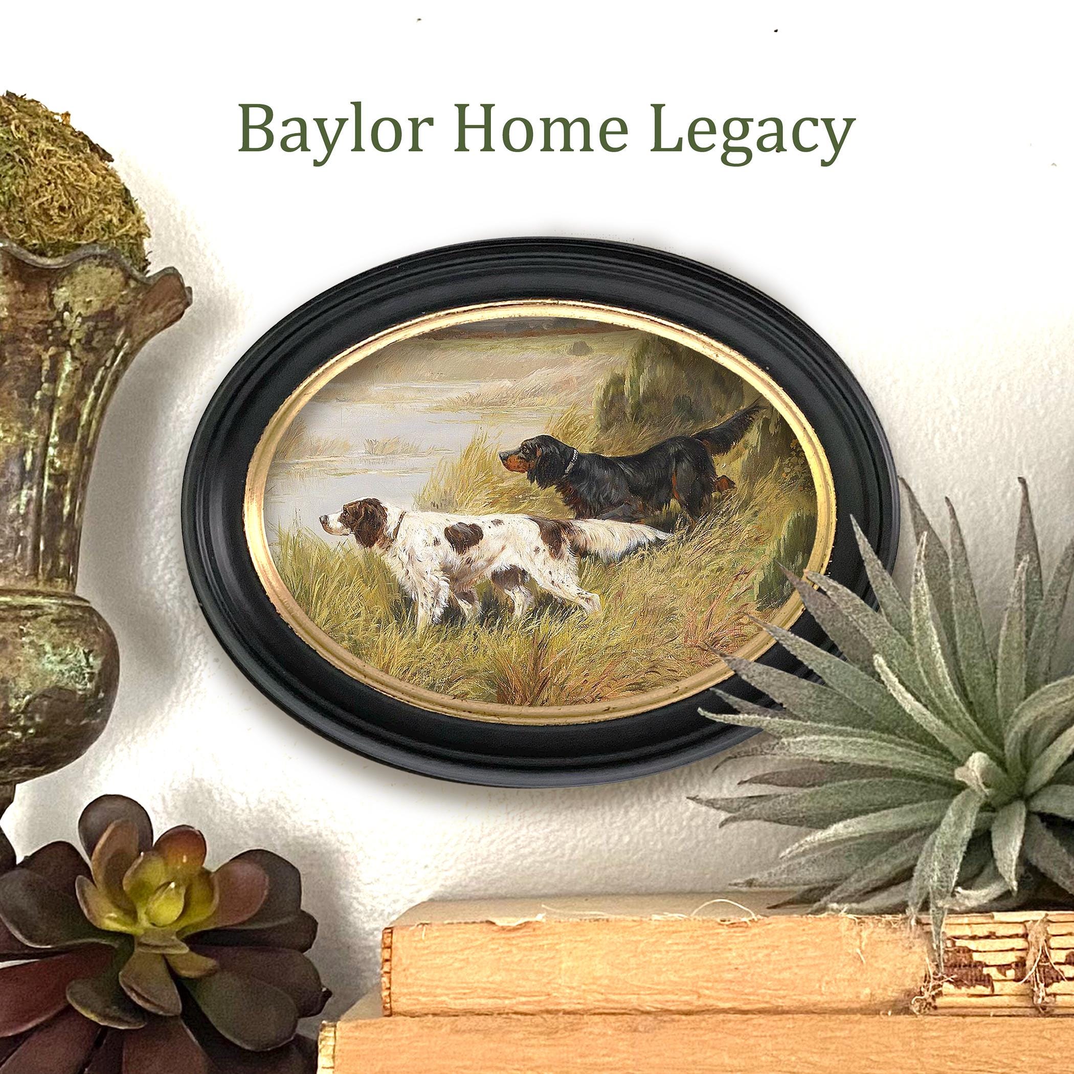 Framed Oval Setter Canvas Art Print of Antique Oil Painting, Setters ...