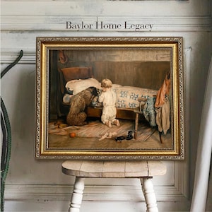 Framed Boy Praying Oil Painting Canvas Print, Framed Vintage Young ...