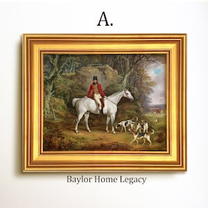 Framed Fox Hunt Scene Oil Painting Canvas Print, Classic Equestrian Fox ...