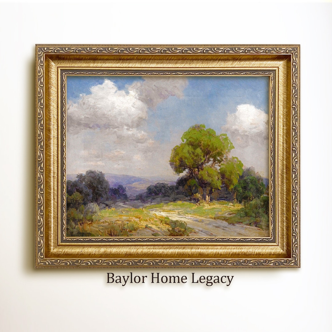 Framed Texas Landscape Oil Painting Print on Canvas, TX Hill Country ...