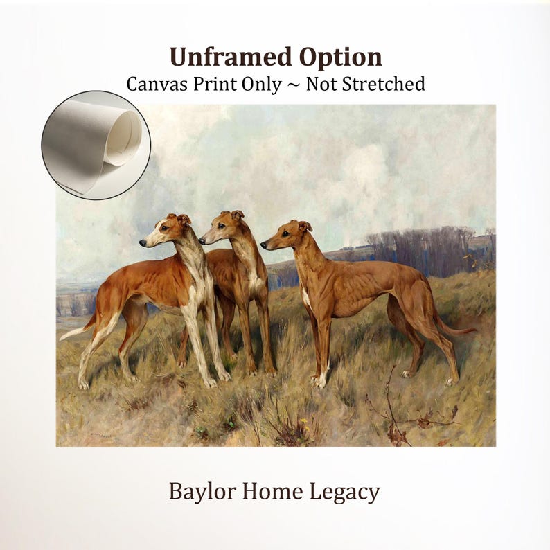 Framed Greyhound Oil Painting Print on Canvas, Canvas Art Print of ...