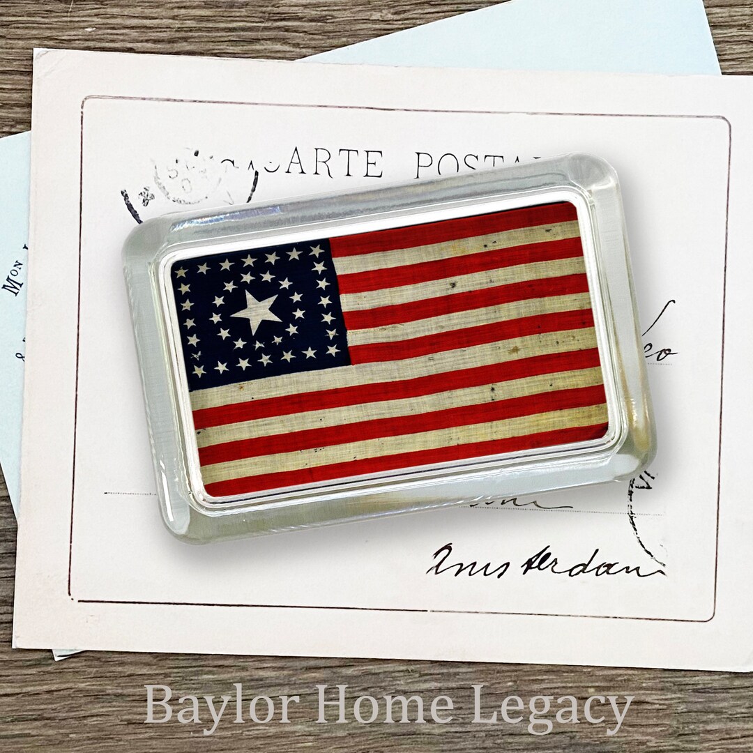 American Flag Paperweight American Made Crystal, Glass Photo Flag ...