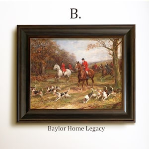 Framed Fox Hunting Oil Painting Canvas Print, Classic Equestrian Realistic Wall Art, Elegant ...