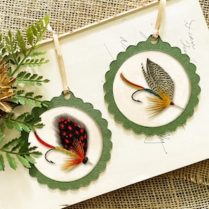 Set of 12 Handmade Fishing Flies Ornaments for Tree, Unique Rustic ...